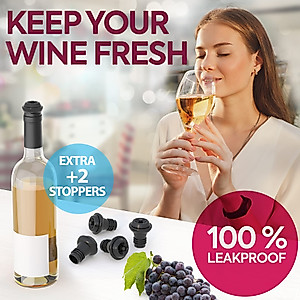 Aksesroyal Wine Pump with Valve Wine Stoppers (Silver 6 Stoppers)