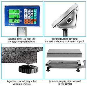 Giantex 660lbs Weight Computing Digital Scale Floor Platform Scale for Weighing Luggage Package Shipping Mailing Postal Scale with Accurate LB/KG Price Calculator, High-Definition Displa (Silver)