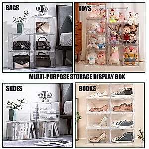 Rgqphantom 1pack Shoe Storage Box,Stronger Shoe Box with Magnetic Door for Sneaker Display,Easy Assembly,Shoe Box Clear Plastic Stackable，Transparent (1 pack)