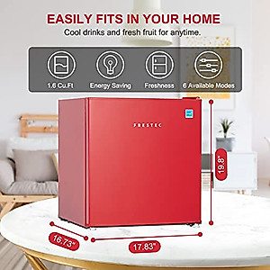 Frestec 1.6 Cu' Mini Refrigerator, Small Refrigerator, Mini Fridge with Freezer, Compact Refrigerator, Red (FR 160 RED)