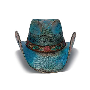 Stampede Hats Women's Love Story Rose Straw Western Hat L Blue