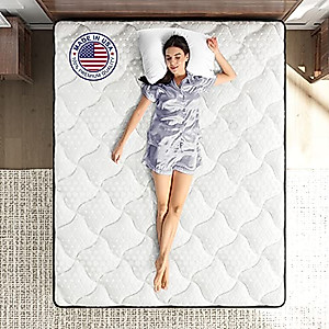 Maxzzz King Mattress in a Box 14 Inch Bamboo & Gel Infused Memory Foam Pocket Spring Hybrid Mattress - Medium Firm - Pressure Relief - Made in USA - CertiPUR-US Certified