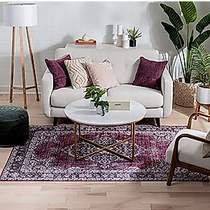 Well Woven Mareva Machine Washable Burgundy Red Vintage Oriental Medallion Area Rug (3'9" x 5'7")