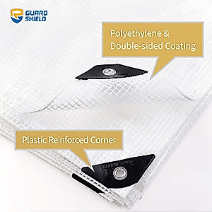 GUARD SHIELD Clear Tarp 2 Pack Bundle White and Green 8x20 Feet Heavy Duty Waterproof Greenhouse Outdoor Garden Poly Cover UV Resistant 10mil