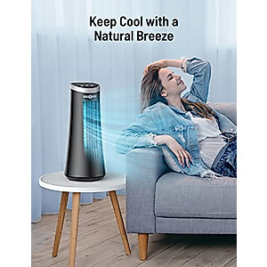 Mirdred Desk Fan, 75° Oscillating Tower Fan with 2 Speeds, Quiet Cooling Table Fan, 12’’ Portable Corded Small Fan, Bladeless Fan for Bedroom Home Office Desktop (Black)