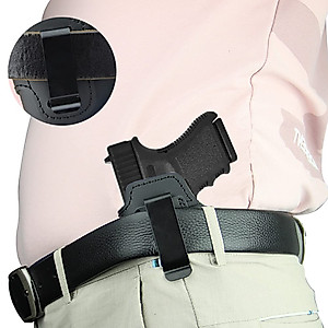 IWB Leather Holster for Inside Waistband Concealed Carry Fits:S&W M&P Shield-Glock19 26 29 30 32 43-Beretta Px4-RUGER EC9s-SIG-HK-Taurus-XDS or Similar Sized Handguns