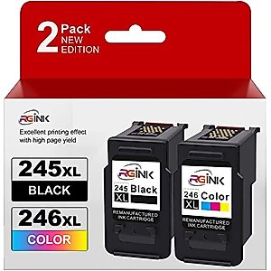 RGiNK Compatible pg-245xl cl-246xl Ink Cartridge Replacement for Ink cartridges Canon 245 and 246 with Canon Pixma MG2522 MG3022 MG2420 TR4520 TR4522 MX490 MX492 TS3122 Printer (1 Black,1 Color)