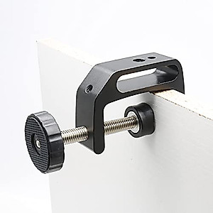 Jersvimc Universal C-Clamp with 1/4" & 3/8" Thread Hole, Aluminum Metal Adjustable Screw C Clamp Bracket for Desktop Desk Table Bench Chair Monitor