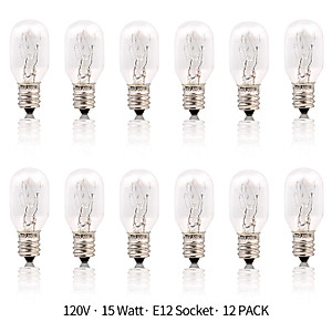 Betus Original Replacement Long Lasting 15 Watt Dimmable E12 Socket Warm White Household Salt Lamp Bulb Candle Warmers - Value Pack of 12