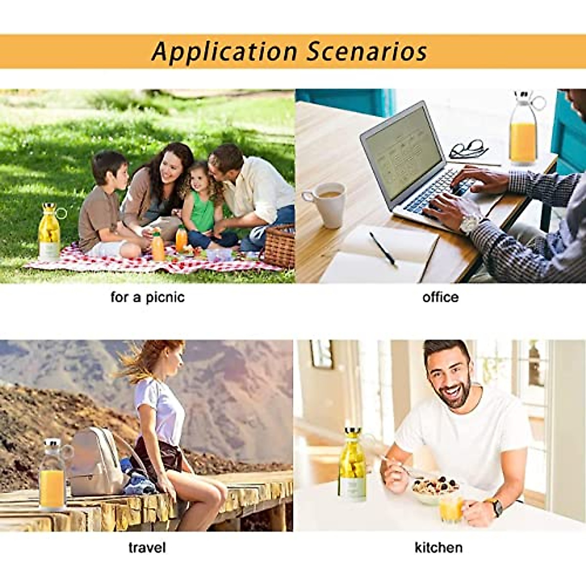 Portable Blender, Multifunctional Personal Size Blender with USB Rechargeable, Mini Smoothie Blender , Hand Blender for Home Office Gym Travel,A fancy gift (White)