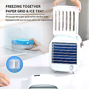 SmartDevil Portable Air Conditioner Fan, Small USB Desktop Air Cooler Fan, USB Personal Cooling Fan with Night Light, Built-in Ice Tray, Strong Wind, for Home, Office, Bedroom (White)
