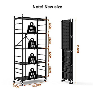 Himix 5-Tier Folding Storage Shelves - Durable & Movable