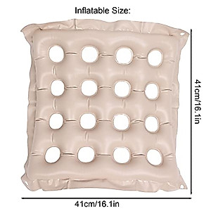 Inflatable Seat Cushion, PVC 16 Holes Inflatable Chair Cushion Anti Decubitus Ergonomic Chair Cushion Coccyx Sciatica Chair Pad Ideal for Long Sitting with Pump Beige