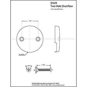 Westbrass 3-1/8" Two-Hole Overflow Face Plate and Screws, Matte Black, D329-62