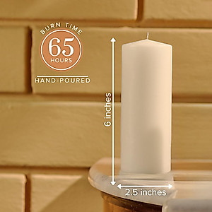 Simply Soson 2.5x6 inch Ivory Pillar Candles, Ivory Candles, Set of 6 Ivory Pillar Candles Bulk 2.5x6, Emergency Candles, Tall Candles, Wax Candle, Unscented Candles, Candle Pack Cone Tip Ivory Pillar