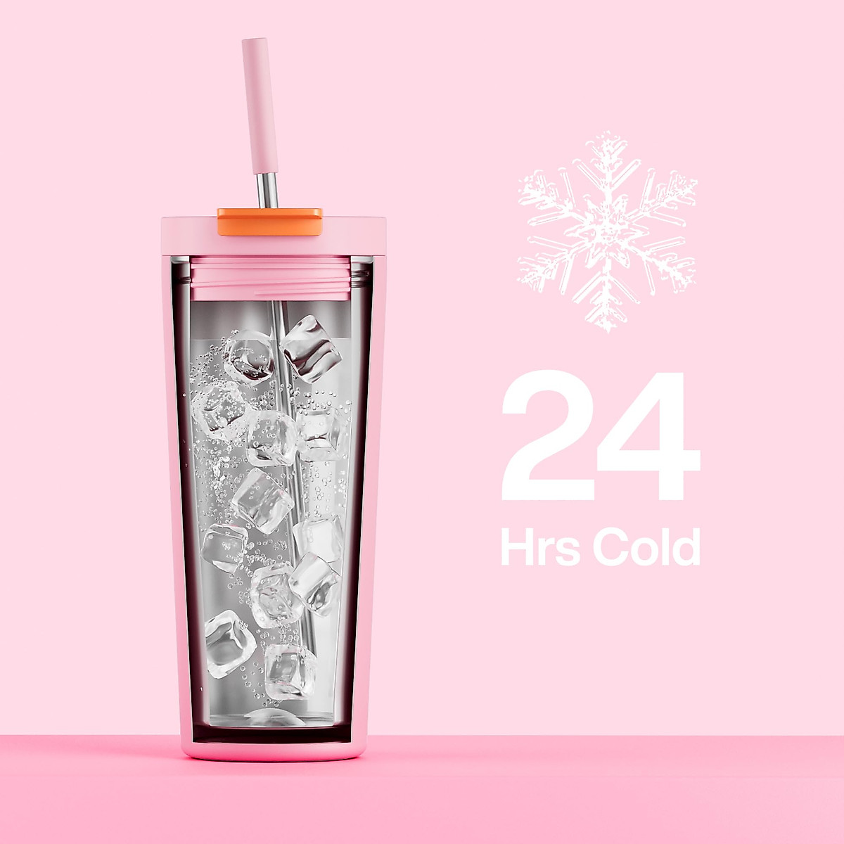 ENCOOL 30 oz Insulated Tumbler with Lid and Straw, 100% Leakproof Travel Coffee Mug, Stainless Steel Coffee Tumbler, Keeps Cold for 24 Hours or Hot for 8 Hours, Car Cup Holder Friendly (Flamingo)