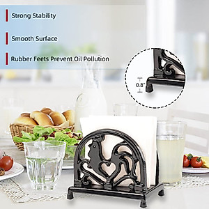 MINLUFUL Napkin Holder for Table - Vintage Cast Iron Paper Napkin Tissue Dispenser for Kitchen Dining Cocktail Bar, Black