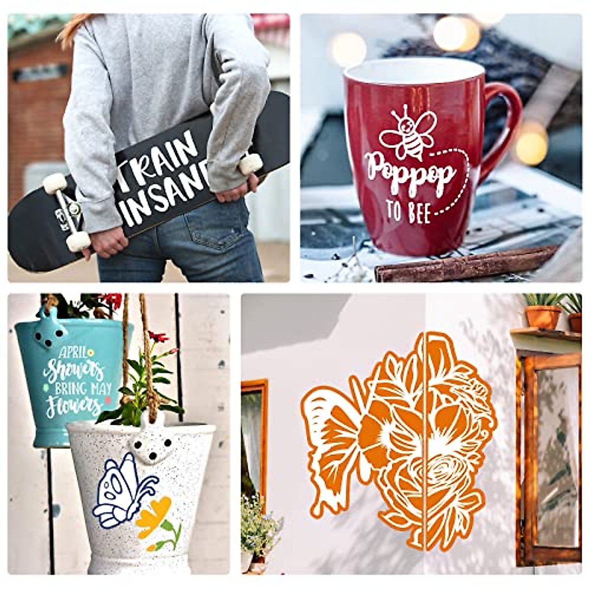 WRAPXPERT White Vinyl Permanent Adhesive Vinyl Roll Easy to Cut and Weed Waterproof Vinyl for Signs,Scrapbooking,Craft,Die Cutters(Glossy White,12" x30ft)