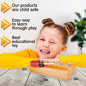 Panda Brothers Montessori Screwdriver Board Mini Set, Wooden Montessori Toys for 3 4 5 Year Old Kids and Toddlers, Learning Sensory Bin Toys Preschool Materials, Fine Motor Skills Toys