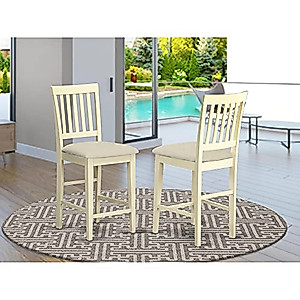 East West Furniture Vernon Counter Bar Stool-Pub Height Wooden Chairs, Set of 2, Buttermilk & Cherry