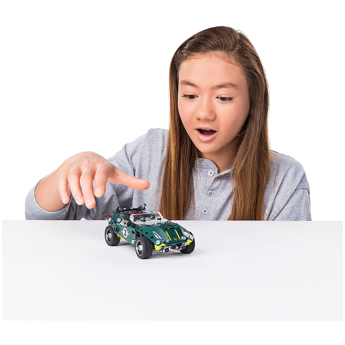 Meccano by Erector 5 in 1 Roadster Pull Back Car Building Kit, STEM Engineering Education Toy for Ages 8 and up