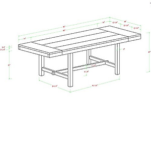 Walker Edison Rustic Farmhouse Rectangle Wood Dining Room Table Set with Leaf Extension, Brown Oak