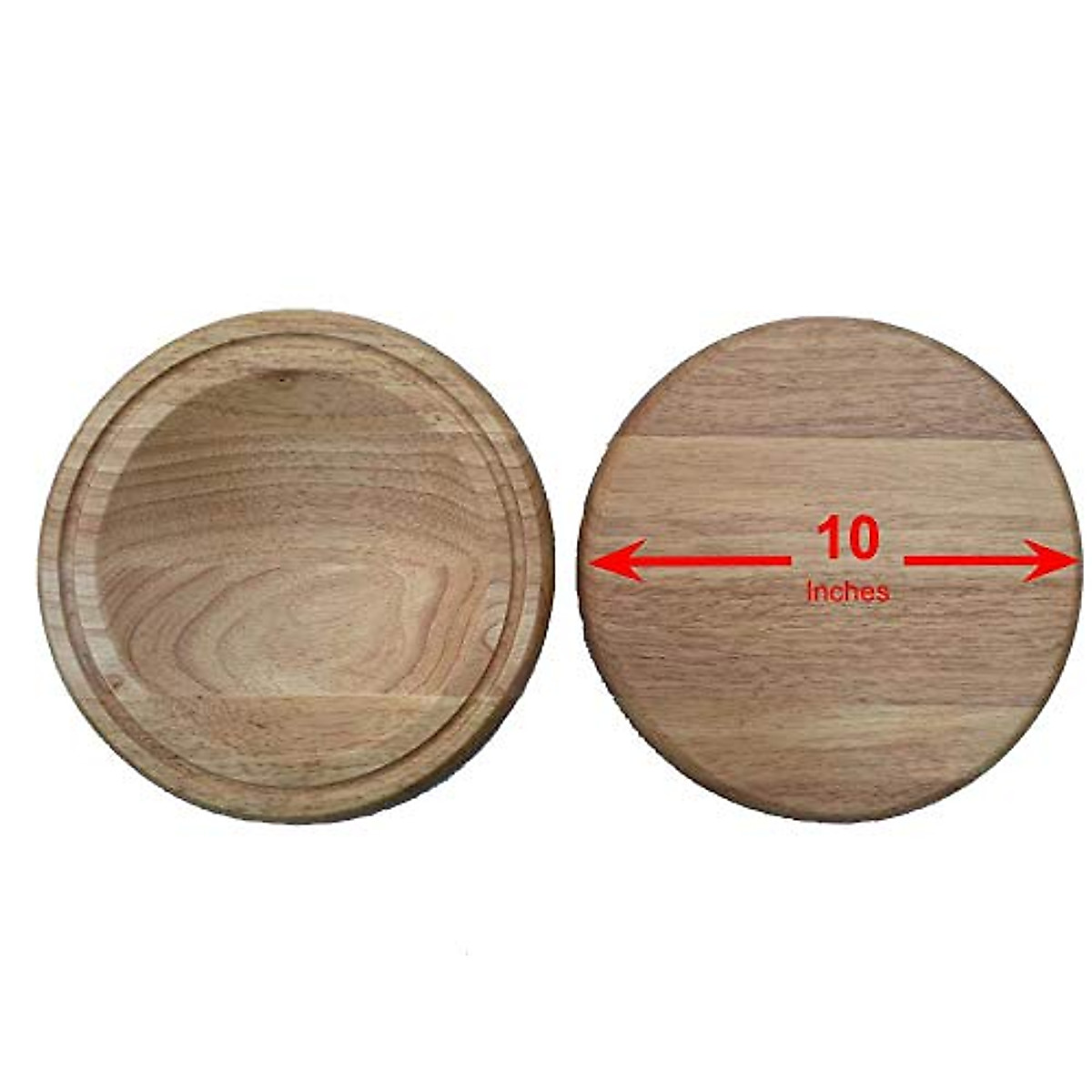 Checkered Chef Mezzaluna Cutting Board - Small Round Wooden Chopping Board For Mincing and Rocker Knives