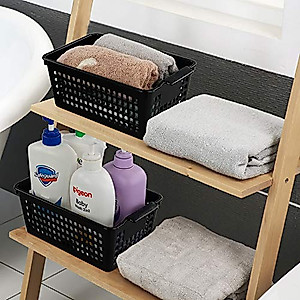 Bblina Small Storage Baskets, 6 Packs Plastic Organizer Basket Bins, Black