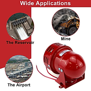 Sydien Motor Siren Red 1Pc AC 110V 114dB Industry Electric Motor Alarm Driven Siren, Horn Sound Buzzer Alarm Bell for Home, Industries, Stores and Security Alarm System