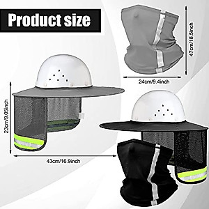 4 Pcs Hard Hat Sun Shade Full Brim Hardhat Sun Visor Bandana Face Scarf Neck Protection Summer Accessories (Black, Gray)