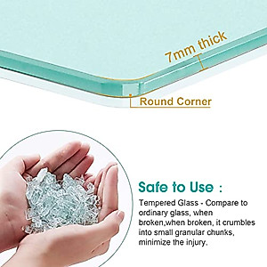 HOMEIDEAS Bathroom Glass Shelf - 16.5 Inch Tempered Glass, Wall Mounted Brushed Nickel Shelf - Rustproof SUS 304 Stainless Steel Frosted Glass Shelf