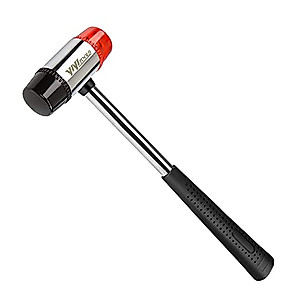 YIYITOOLS Double-Faced Soft Mallet, Hammer, Jewelry, Wood, Flooring Installation, Non Sparking Blow and Plastic Handle – 35-mm, Red and Black