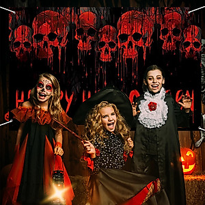 Scary Skull Table Runner Table Decorations, Halloween Background Banners Horror Halloween Photo Background for Halloween Party Wall Door Decor