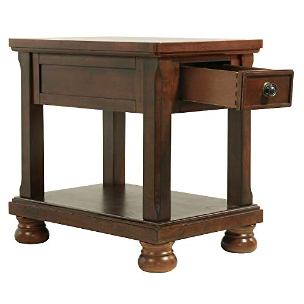 Signature Design by Ashley Porter Traditional Hand-Finished Rectangular Chair Side End Table, Dark Brown