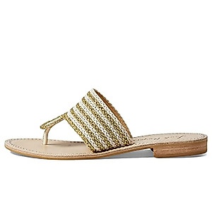 Jack Rogers Jacks Rope Sandal for Women - Leather Upper with Footbed, Braided Details, Thong Style Gold Metallic/Ivory/Ivory 6 M