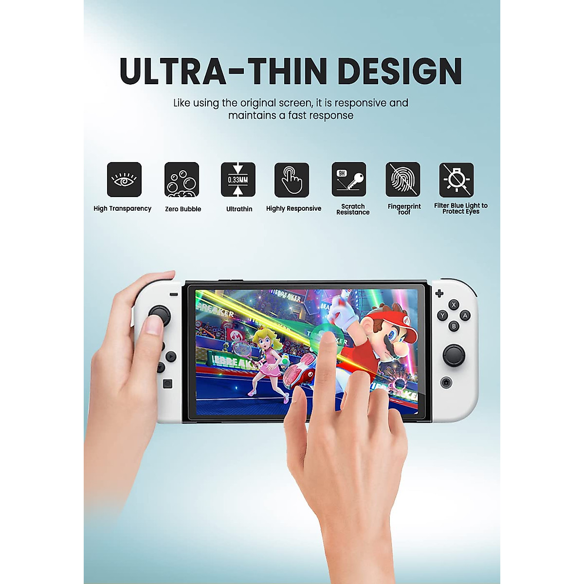 Mumba [3-Pack Screen Protector for Nintendo Switch Oled, 9H Tempered Glass Film with Smooth, HD Clear, Easy-Install, Scratch and Crack Resistant