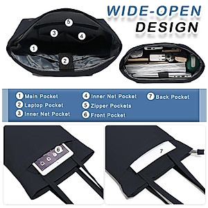 BASICPOWER Tote Bag for Women, Lightweight Shoulder Purse Laptop Work Gym Bag for Gym, Travel, Work