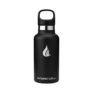 HYDRO CELL Stainless Steel Water Bottle with Straw & Standard Mouth Lids (32oz 24oz 20oz 16oz) - Keeps Liquids Hot or Cold with Double Wall Vacuum Insulated Sweat Proof Sport Design (Black 16oz)*