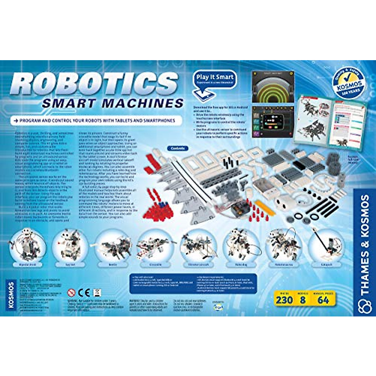 Thames & Kosmos | Robotics Smart Machines | Robotics for Kids 8 and up | STEM Kit builds 8 Robots | Full Color Manual to help with assembly | Requires tablet or smartphone | Parents' Choice Gold Award