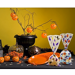 Hidreas 120 PCS Halloween Cellophane Bags Halloween Treat Bags with Ties for Candy Cookie Goodies Gift Favor Halloween Party