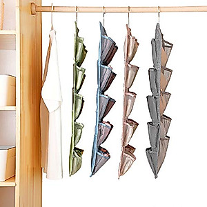 Dual sided Hanging Underwear Sock Bra Stocking Organizer with 5+15 Mesh Pockets, 3D Pockets Design Durable Space Saver Bag Wall Shelf Wardrobe Storage Bags Holders (Green)