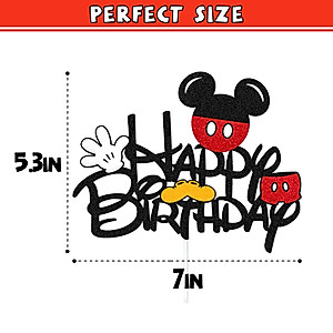 Mouse Cake Topper Birthday Cake Decoration Bday Party Baby Shower Celebration Decor Red Bows and white Gloves Mouse themed Party for Boys Girls Men Anniversary Event Supplies