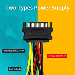 DaFuRui 4pcs SATA Power Splitter Cable,15 Pin Male to 15 Pin Dual Female Power Cable 8 Inches