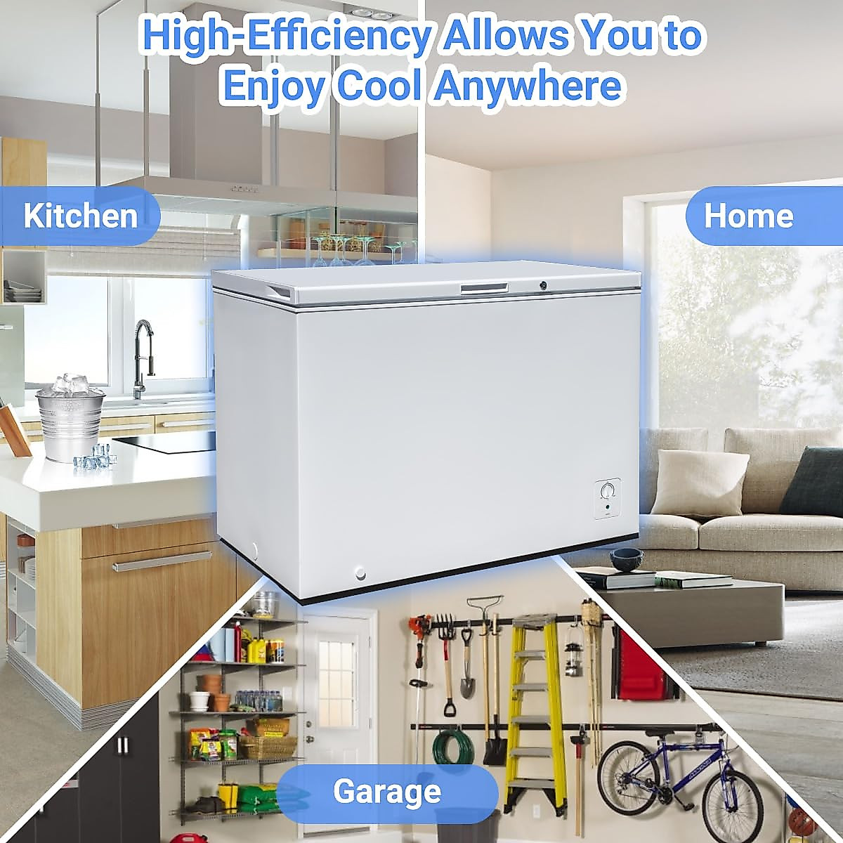 SMAD Mini Chest Freezer 3.5 Cu. Ft, Small Deep Freezer with Removable Basket, Adjustable Temperature, Manual Defrost, For Kitchen Apartment Office, White