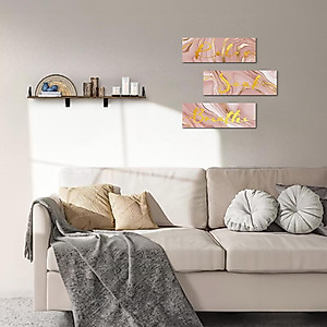 3 Pieces Funny Rustic Wooden Art Wall Hangings Relax Soak Breathe Pink Gold Marble Style Wood Signs 12 X 4 Inches for Home, Living Room, Bedroom, Yoga Room Wall Decor