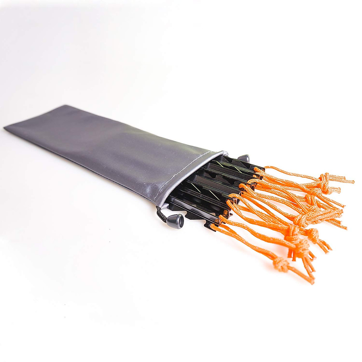 Aluminum Tent Stakes Pegs, 12-Pack Aluminum Ground Pegs with Reflective Pull Ropes, Heavy Duty Tri-Beam Metal Stakes Pegs for Backpacking Camping Tents Hammocks and Canopy (Black)