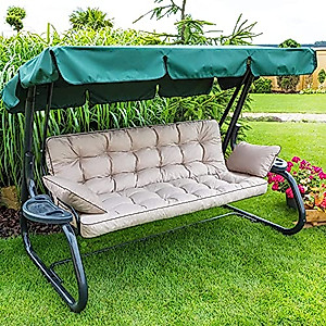 Rlosqvee Porch Swing Cushions, Waterproof Bench Cushion 2-3 Seater Patio Swing Cushions Replacement for Outdoor Furniture (Khaki 55"x40")