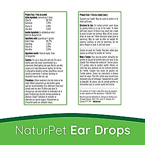 NaturPet Ear Drops for Dogs & Cats | Use for Cleaning, Prior to Swimming, Stinky, Smelly Ears, Itchy Ears | All Natural Herbal Drops 10mL