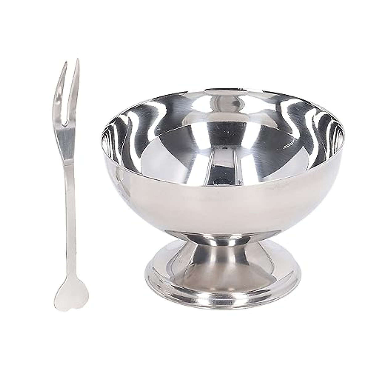 Ice Cream Bowl Set with Fork, Stainless Steel Dessert Bowls for Puddings, Salads, Trifles, Easy to Soup Bowl Perfect for Home, Hotel, Restaurant (150ml)