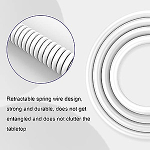 ZIYOU LANG C01 Custom Coiled USB C to A Cable with Detachable Double Sleeved Spiral Cable Extendable Spring Line Metal Aviator for Playstation Xbox Keyboard Mouse USB Flash Drive Printer(White)
